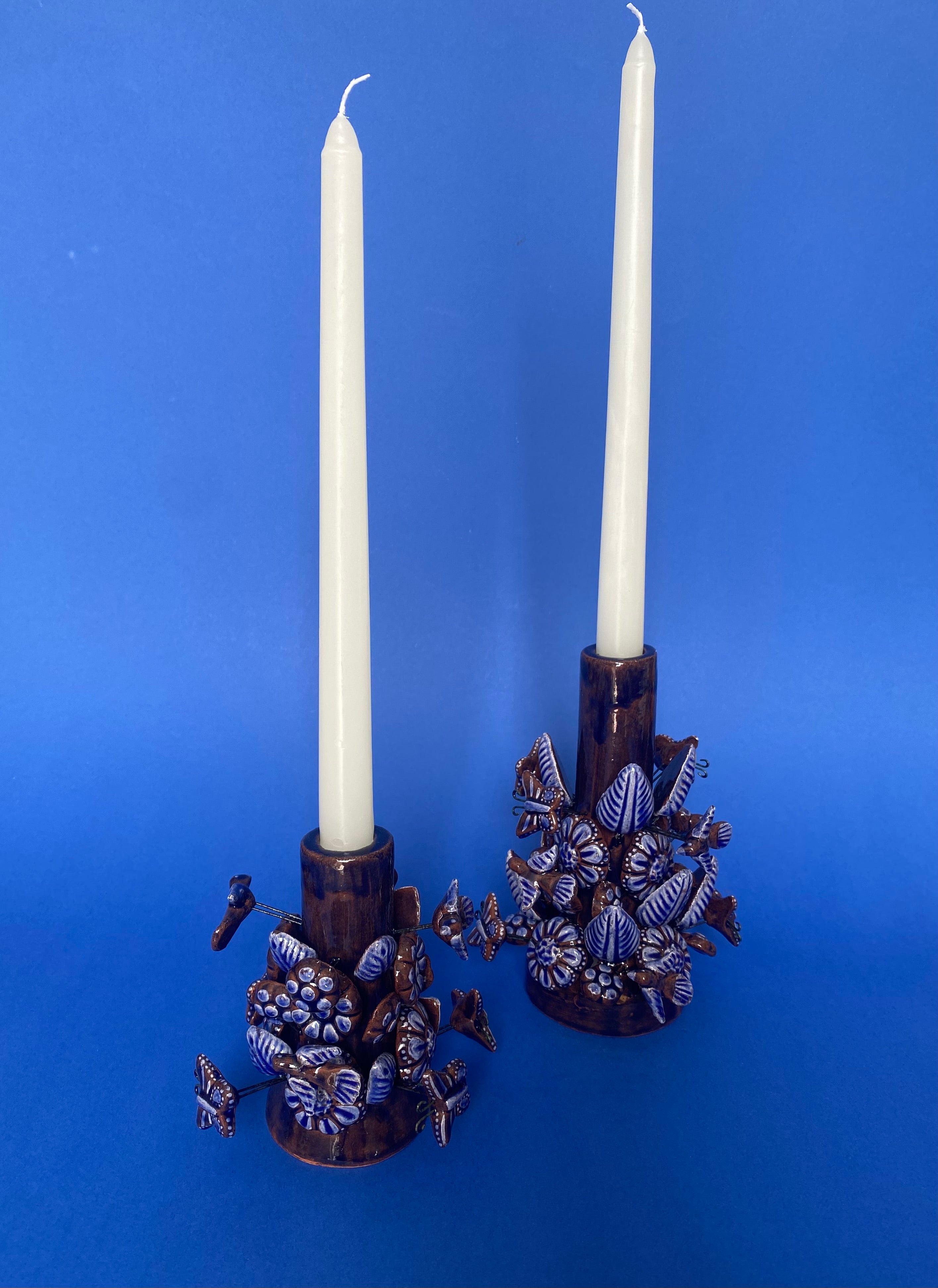 Porta vela de barro vidriado pajaritos – nadumx